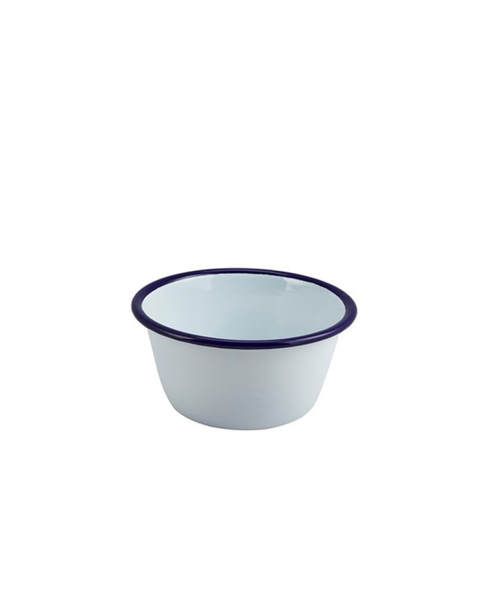 Buy round deep pie dish white with blue Ø12cm enamel genware ...