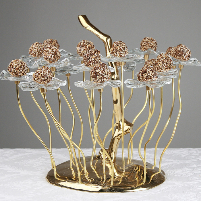 Buy FLOWER PETIT FOURS STAND WITH 20 BOWLS CLEAR GLASS D25XH35CM MGS ...