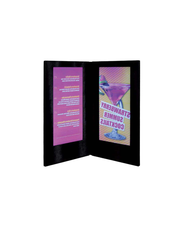 MENU HOLDER LED 30X15CM 2 PAGES BLACK