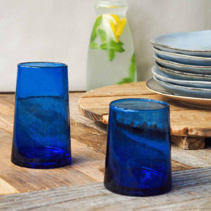 Buy HIBALL 33CL RECYCLED GLASS BLUE LILY PRO.MUNDI | Restofair RAK