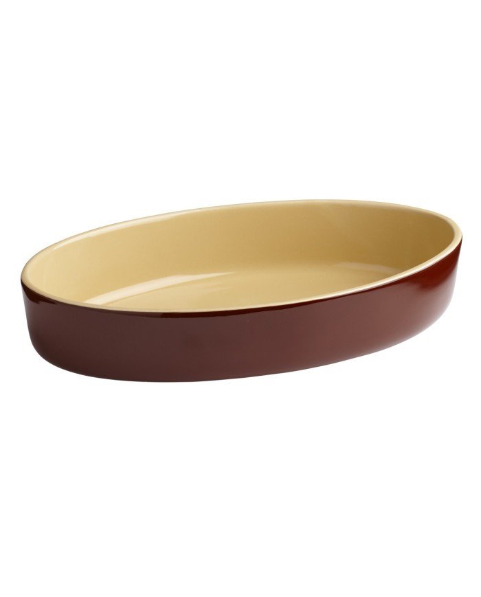 Oval ceramic dish oval brown porcelain 16.6x10 cm