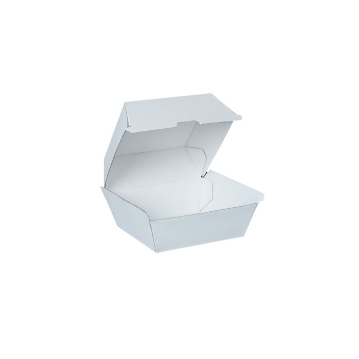 Buy BURGER CLAMSHELL BOX WHITE SMALL PACK OF 50 PE COATED | Restofair RAK
