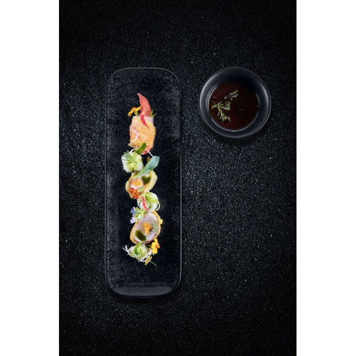 Buy Dinner plate rectangular black porcelain 33x11 cm Karbon Rak ...