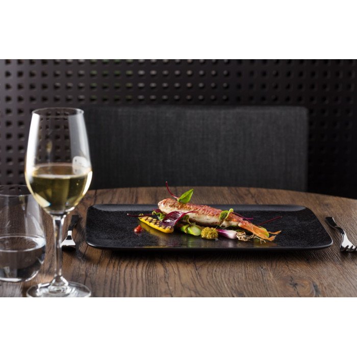 Buy Dinner plate rectangular black porcelain 38x21 cm Karbon Rak ...