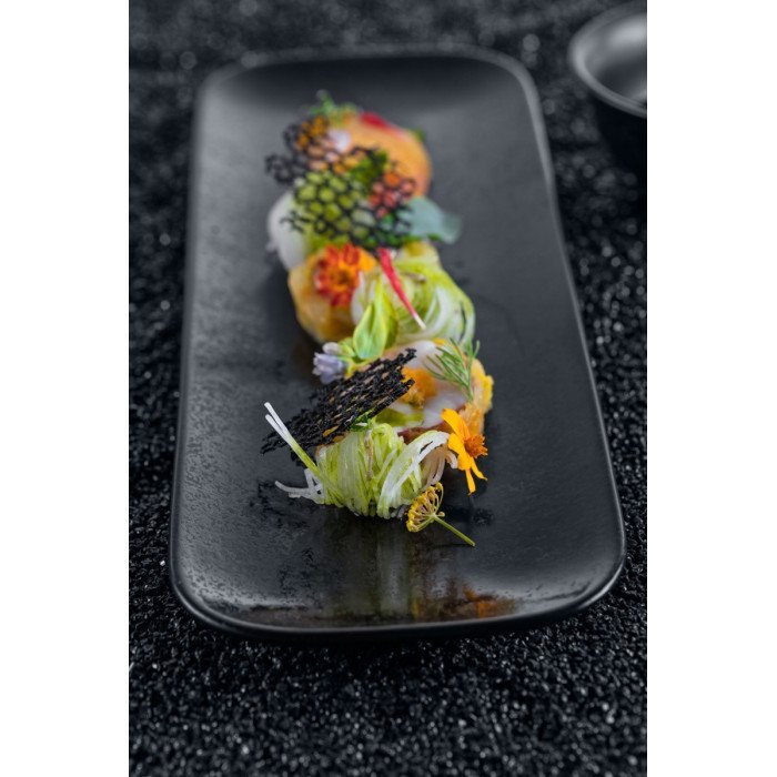 Dinner plate rectangular black porcelain 22x11 cm Karbon Rak