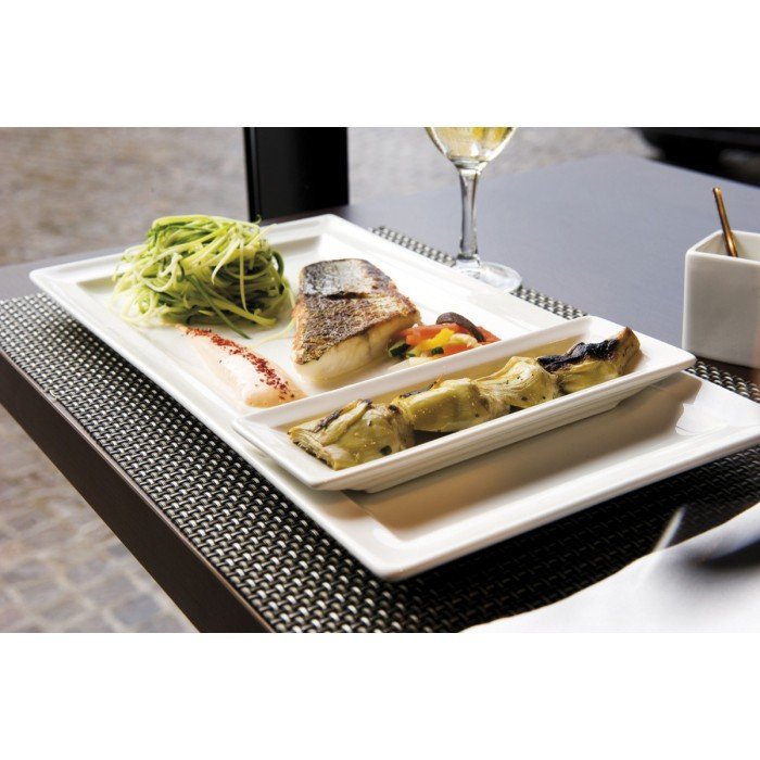 Buy Dinner plate rectangular ivory glazed 38x21 cm Classic Gourmet Rak ...