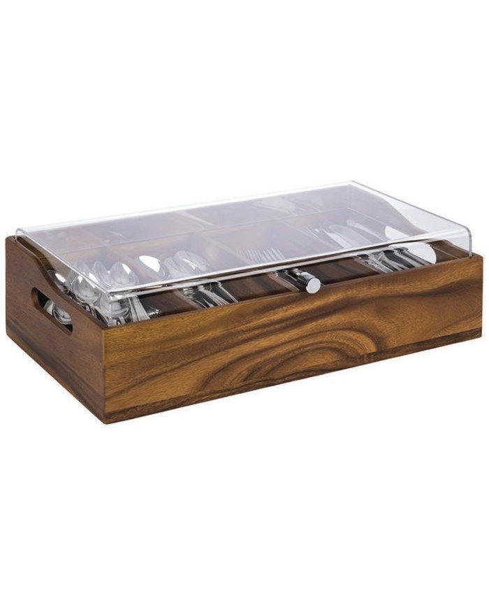 Buy CUTLERY BOX 4-COMPARTMENT WITH COVER L51X28XH14.5CM ACACIA WOOD ...