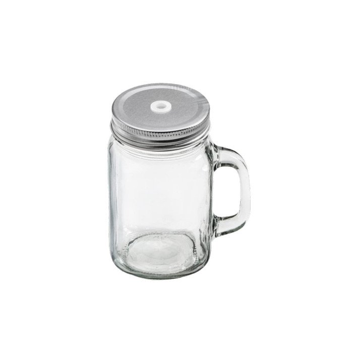 Buy DRINKING JAR 60CL WITH HANDLE AND PERFORATED LID GLASS | Restofair RAK