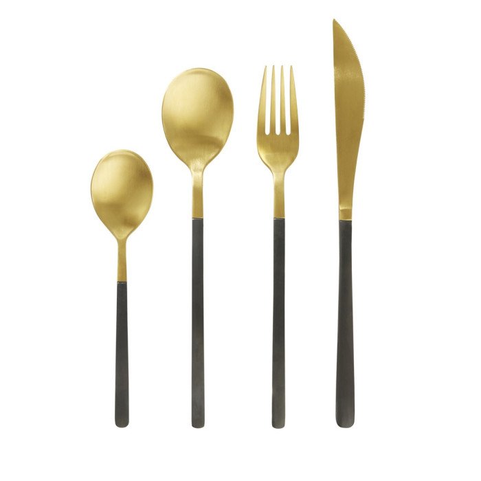 GOLD PVD TABLE SPOON WITH BLACK PVD HANDLE AROMA PRO MUNDI