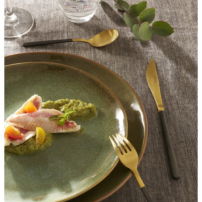 GOLD PVD TABLE SPOON WITH BLACK PVD HANDLE AROMA PRO MUNDI