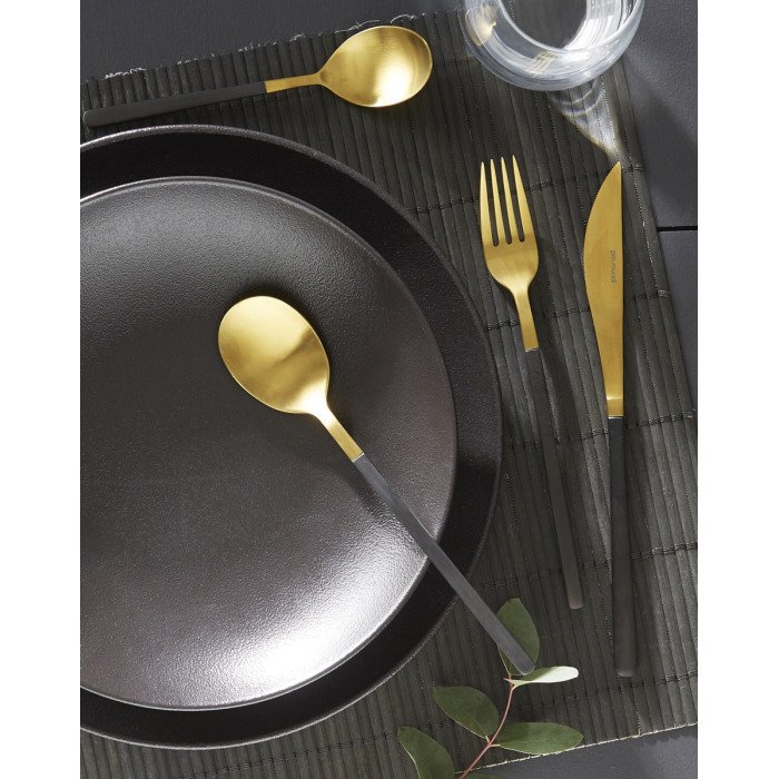 GOLD PVD TABLE SPOON WITH BLACK PVD HANDLE AROMA PRO MUNDI