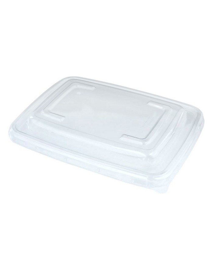 CLEAR HOT LID FOR RECTANGULAR CONTAINER 16X23CM PACK OF 50 BEPULP PP