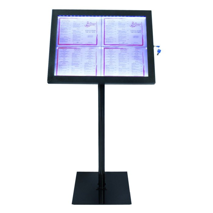 Buy Light-up menu holder rectangular black 4 pages led Securit ...