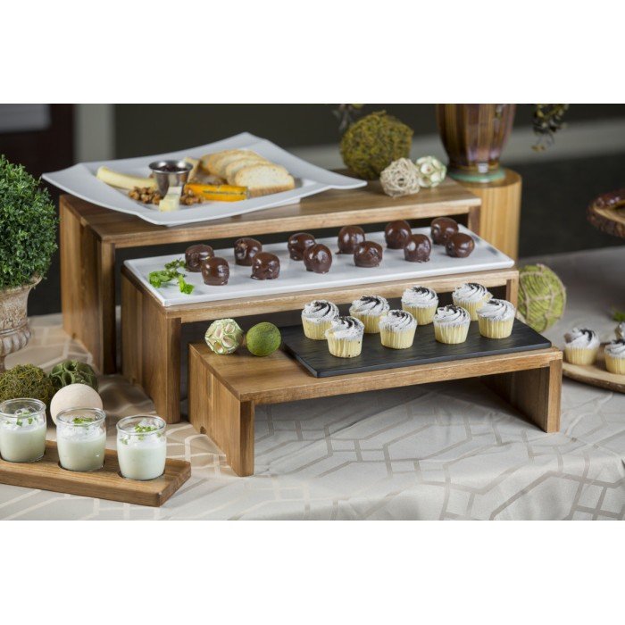 Display stand brown acacia 56 cm Tablecraft (3 units)