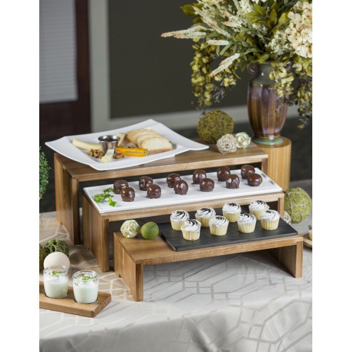 Display stand brown acacia 56 cm Tablecraft (3 units)