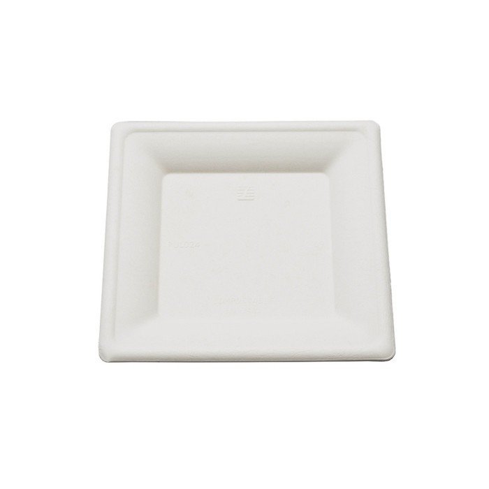 Square plate bagasse square white 20x20 cm Be Pulp (50 pieces)