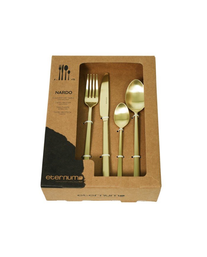 CHAMPAGNE CUTLERY SET BOX OF 16 MAT CHAMPAGNE STAINLESS STEEL NARDO ETERNUM