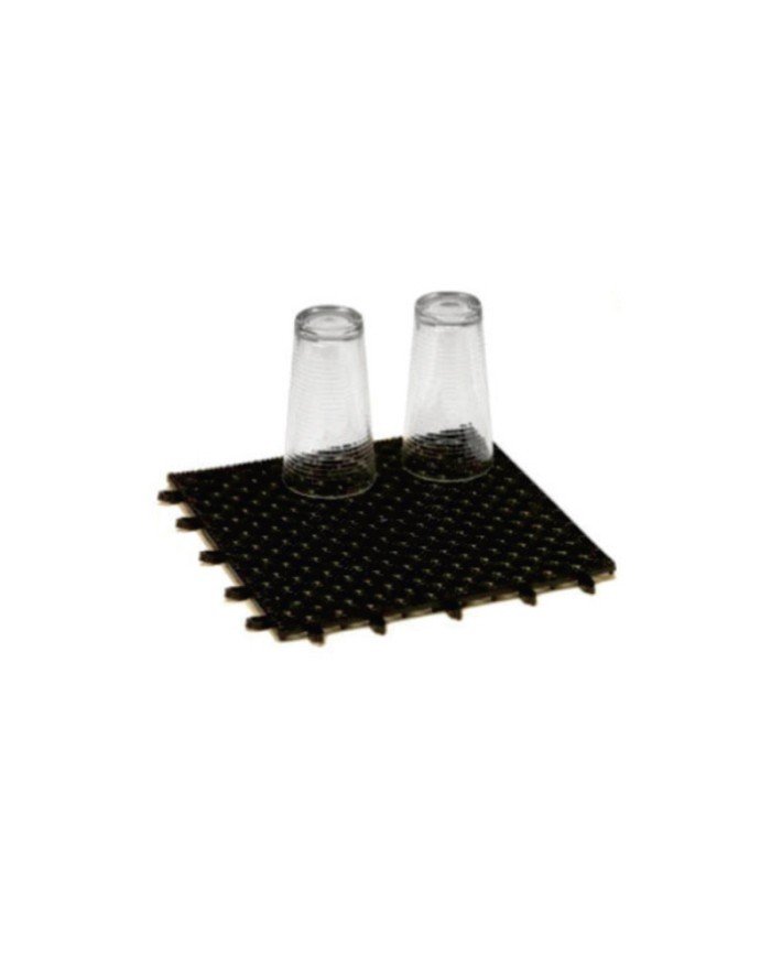 BAR TILE DRIP MAT 33X33CM BLACK PLASTIC