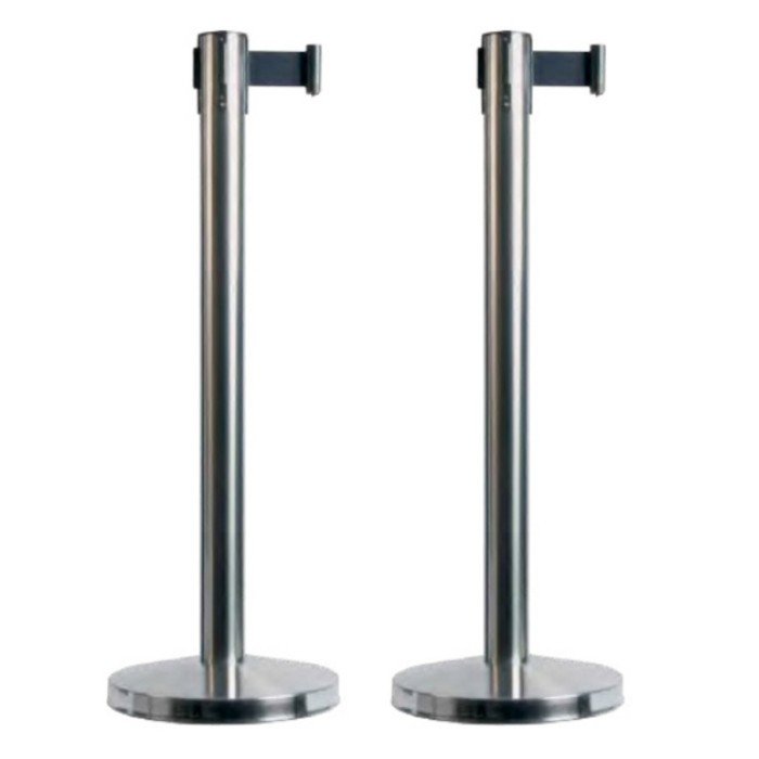 Buy BARRIER SET OF 2 CHROME RETRACTABLE 190CM POSTS H88CM BLACK TAPE ...