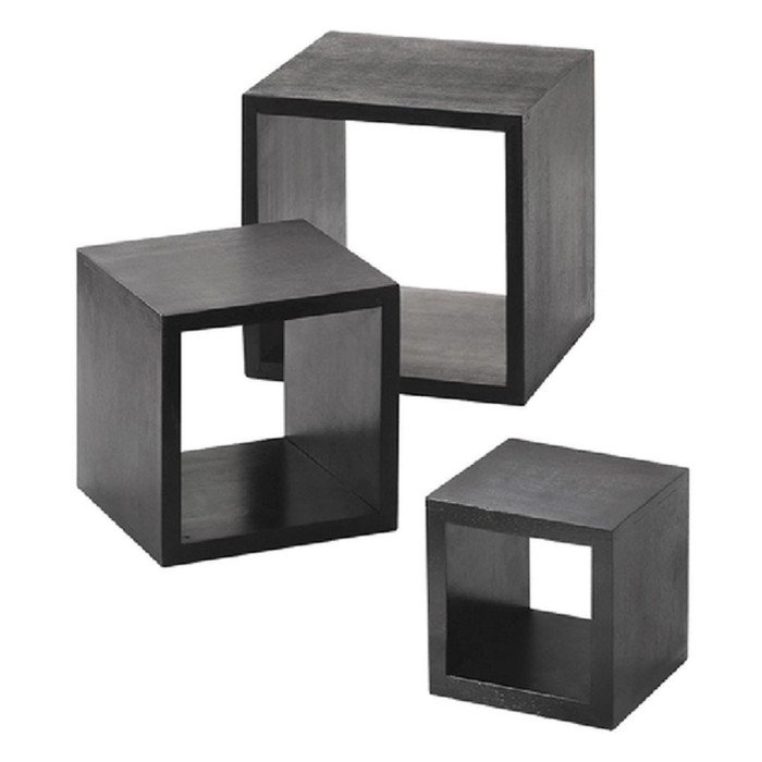 BUFFET RISER SET OF 3 BLACK L12.7 X W17.8 X H22.9CM WOOD