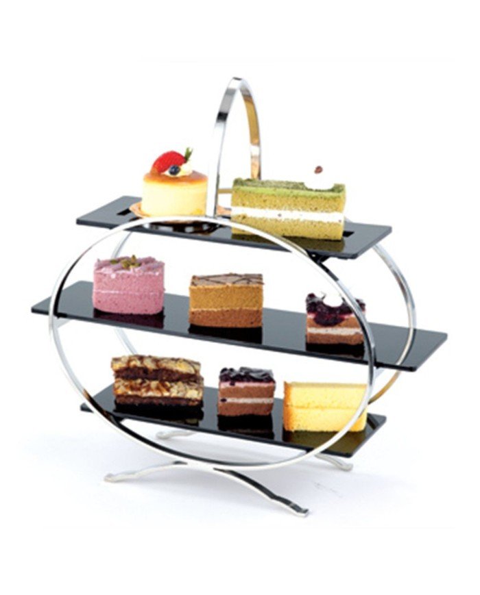 Buy AFTERNOON TEA STAND 3TIERS WITH BLACK PLATES | Restofair RAK