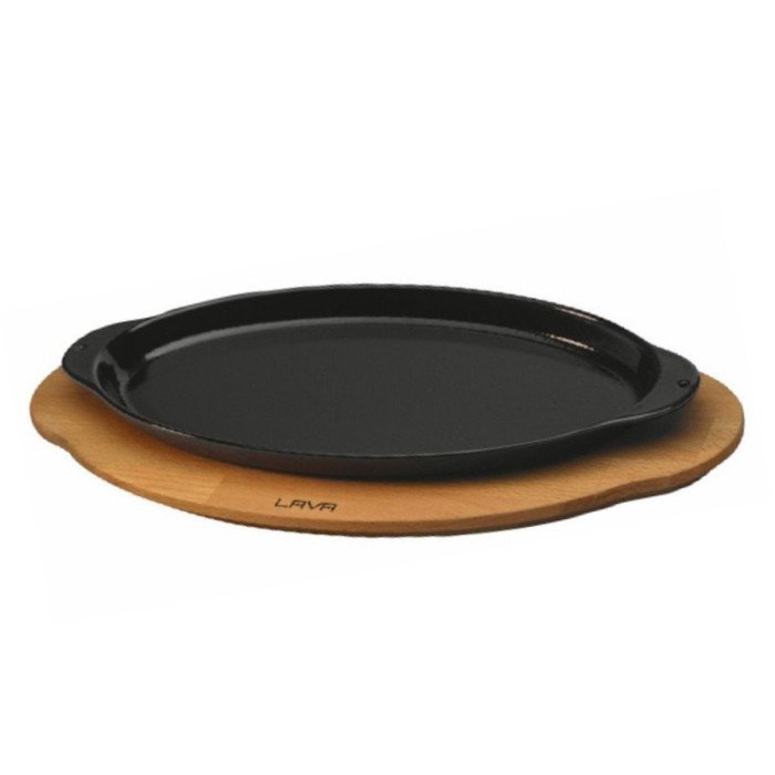 Buy FISH PLATE CAST IRON 15.5X29.5CM WITH WOODEN PLATER | Restofair RAK