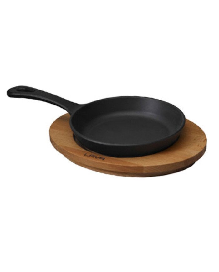 Buy CAST IRON ROUND SKILLET D16CM WITH WOOD UNDERLINER | Restofair RAK