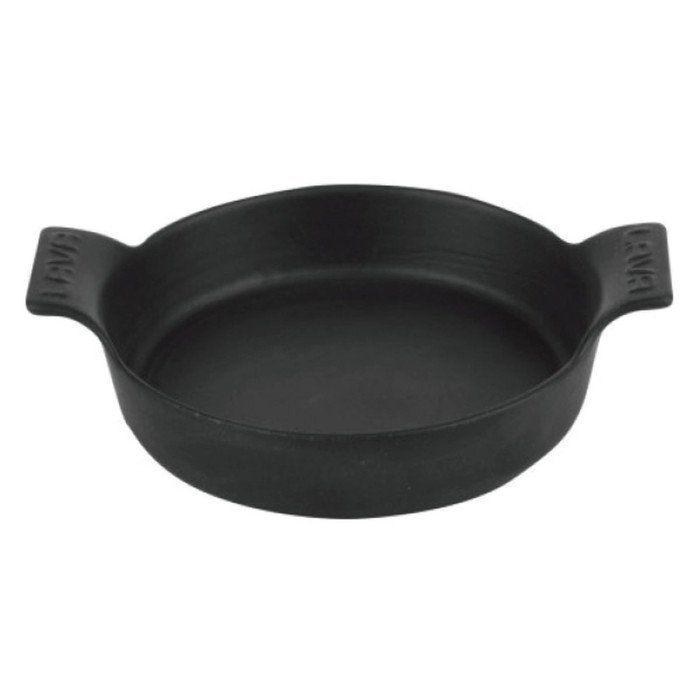 BLACK CAST IRON ROUND DISH D18CM WITH 2 HANDLES