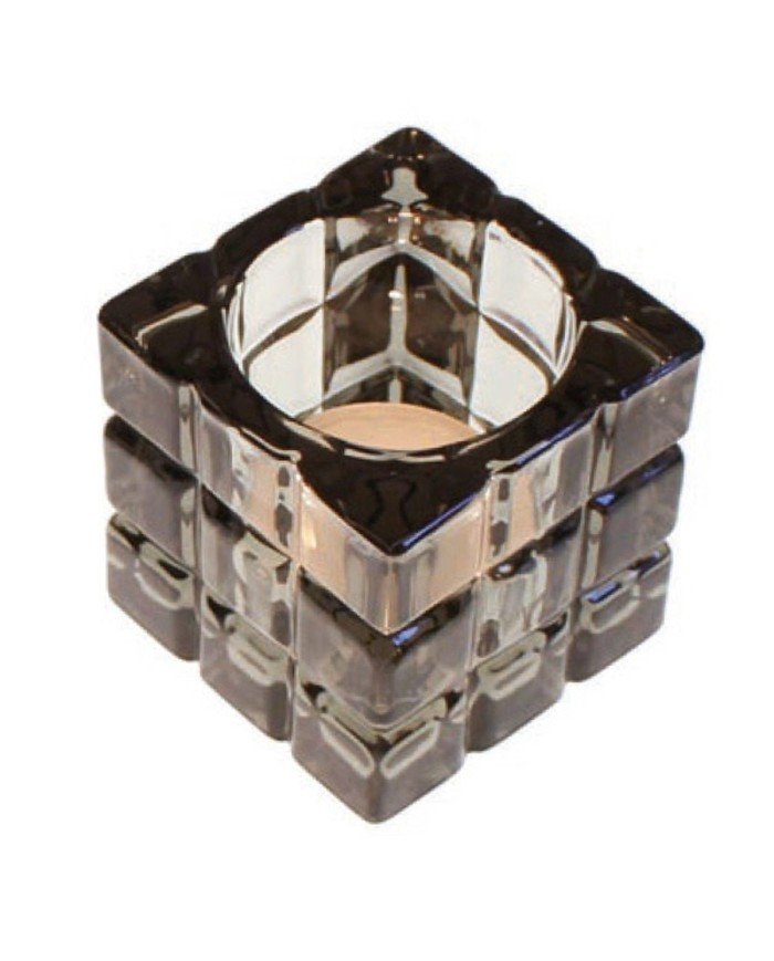 Buy TEALIGHT HOLDER CUBE 6.2X6.2X6.2CM GREY GLASS | Restofair RAK