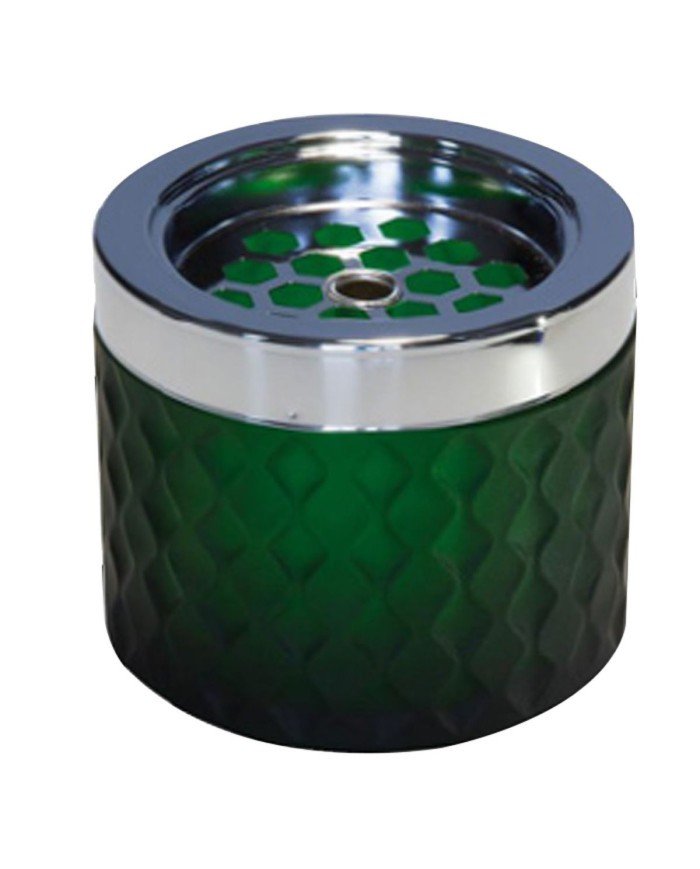 WINDPROOF ASHTRAY D9.6XH8.2CM DARK GREEN GLASS