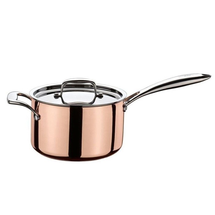 SAUCEPAN WITH LID ROUND COPPER Ø20CM H12CM 3.7L STAINLESS STEEL CULINOX ...