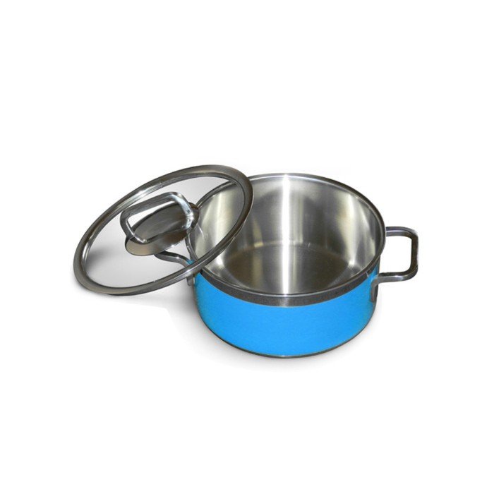 Buy RAINBOW BLUE STEW PAN PAN GLASS LID 3-PLY SST Ø16CM H18CM 1.6L ...