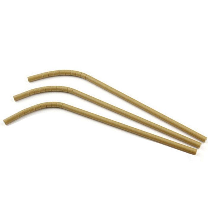 ECO-FRIENDLY KRAFT FLEXIBLE PAPER STRAW PACK OF 200 Ø0.6CM L24CM