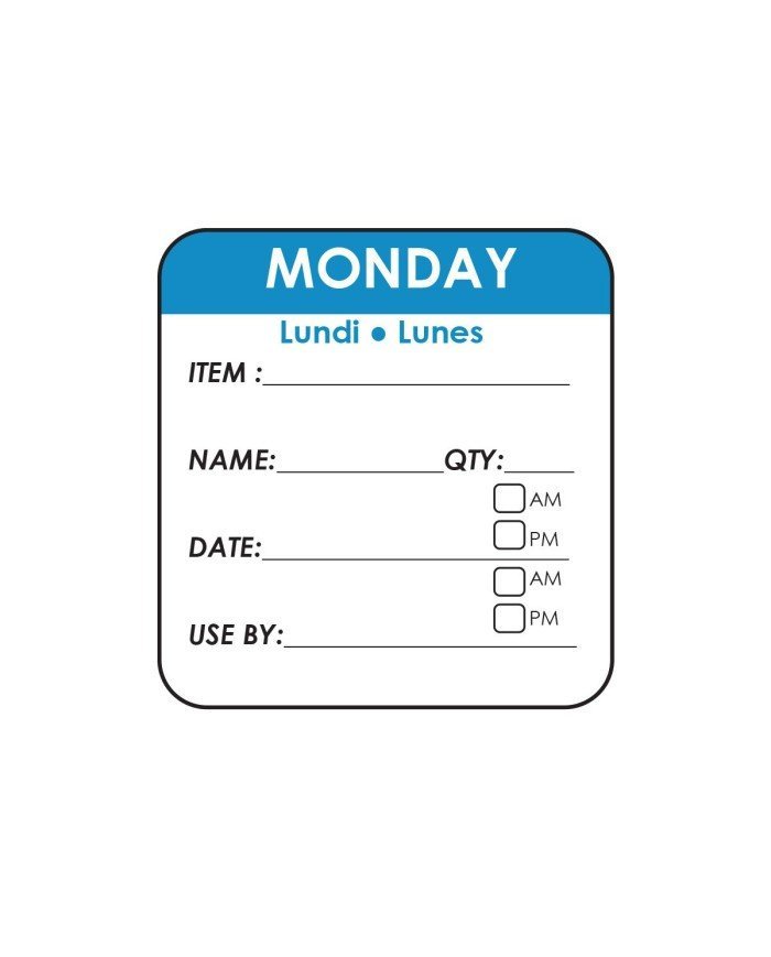 MONDAY SQUARE REMOVABLE LABEL ROLL OF 500 L5 X W5CM