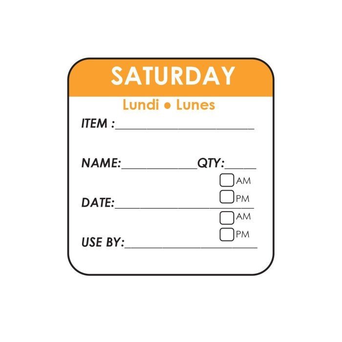 SATURDAY SQUARE REMOVABLE LABEL ROLL OF 500 L5 X W5CM