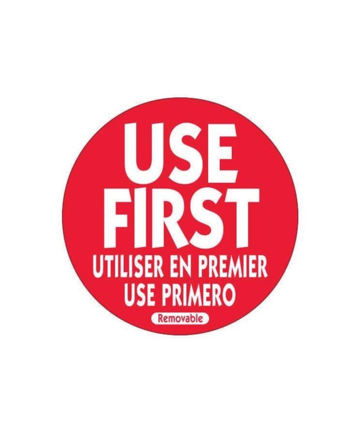 FIRST USE ROUND REMOVABLE LABEL D5CM ROLL OF 500