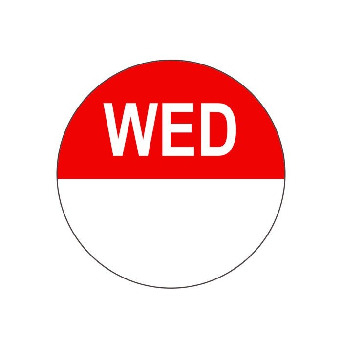WEDNESDAY ROUND REMOVABLE LABEL ROLL OF 1000 Ø1.9CM