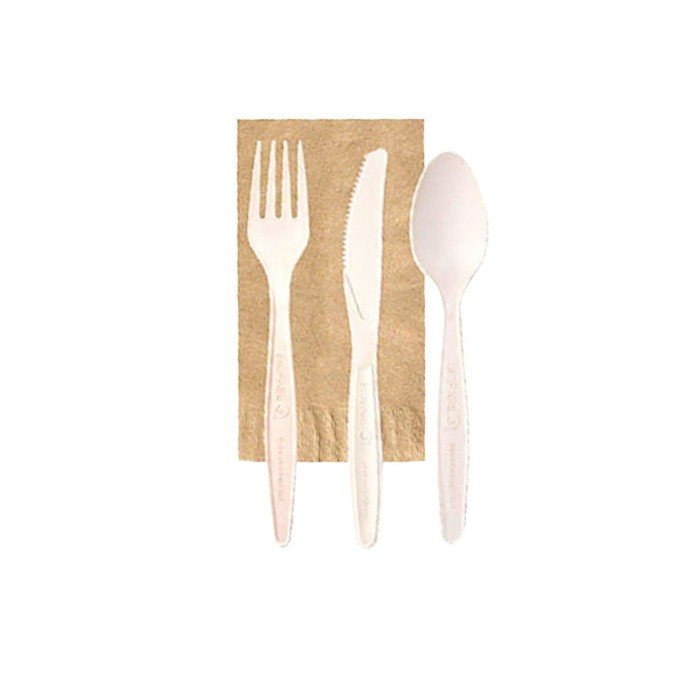 Buy BIOFASE BEIGE KIT KNIFE/FORK/SPOON/NAPKIN BIODEGRADABLE PACK OF 334 ...