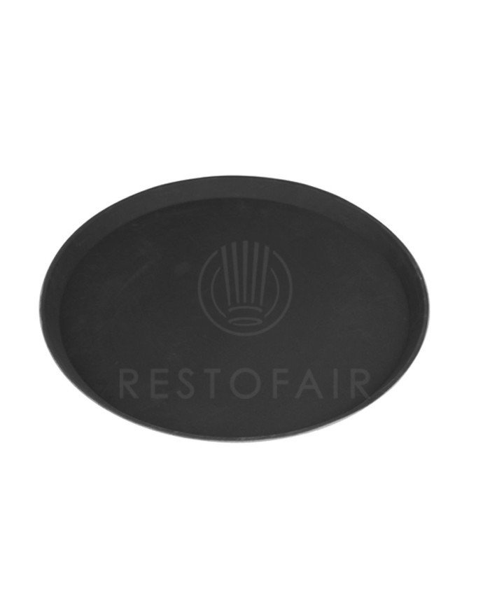 TRAY NON-SLIP BLACK RUBBER ROUND D35.5CM FIBERGLASS