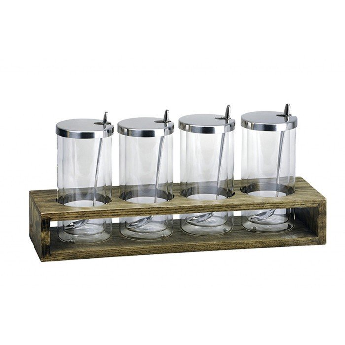 JAM/CONDIMENT SET INCLUDING 4 JARS/4 SPOONS/1 TRAY ASHWOOD