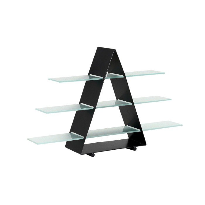 PYRAMID STAND BLACK METAL FRAME WITH 3 TEXTURED NATURAL GLASS TRAY L30 ...
