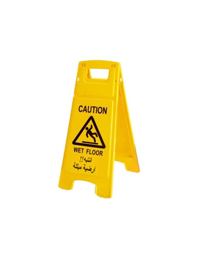 Buy FLOOR SAFETY SIGN ARABIC/ENGLISH YELLOW 28X30XH66CM | Restofair RAK