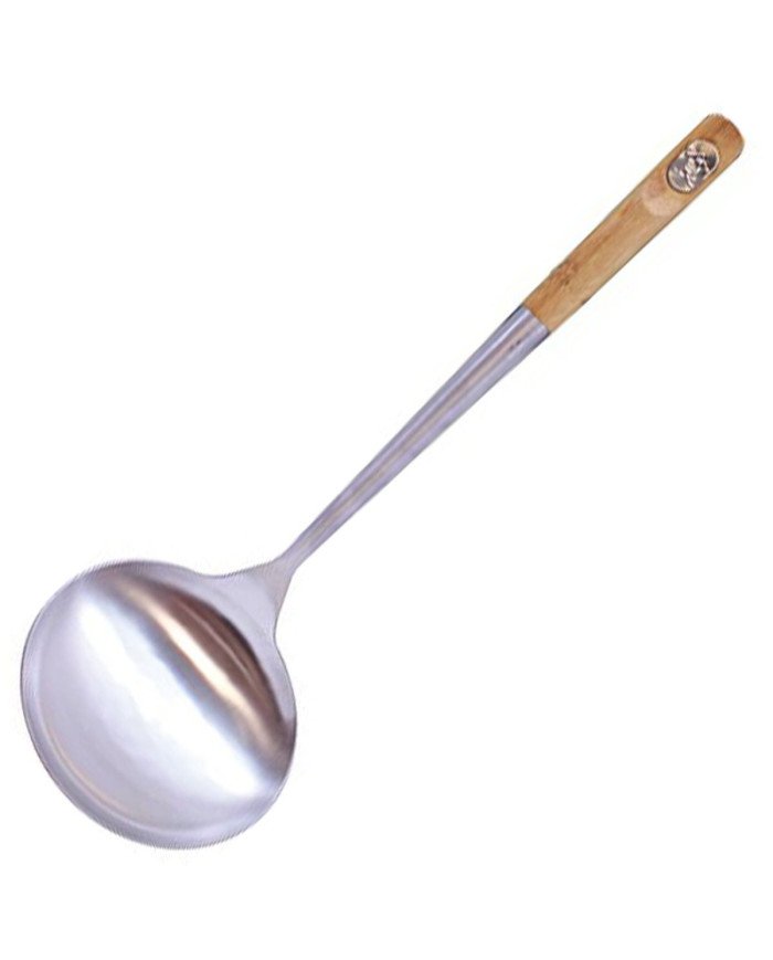 Buy WOK SPOON SST WITH BAMBOO HANDLE L40CM STAINLESS STEEL | Restofair RAK
