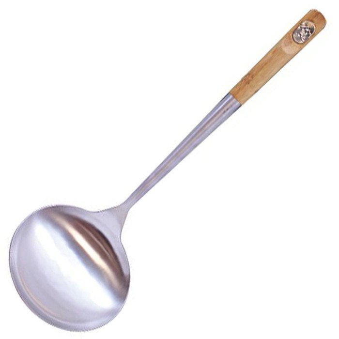 Buy WOK SPOON SST WITH BAMBOO HANDLE L40CM STAINLESS STEEL | Restofair RAK