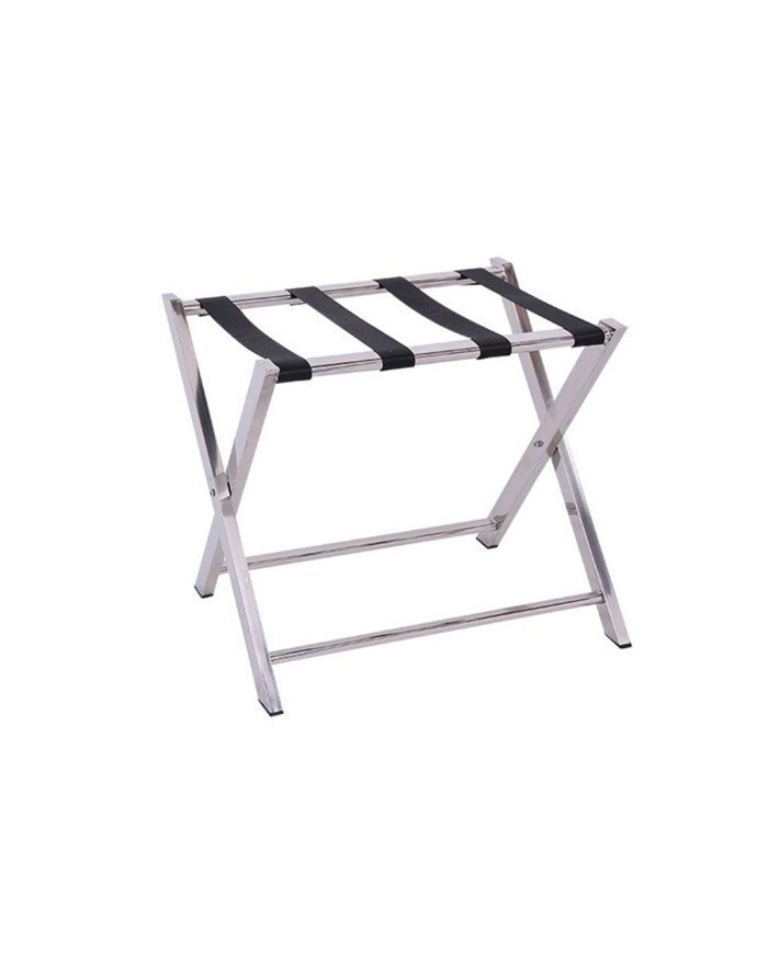 LUGGAGE RACK POLISHED STAINLESS STEEL 4 BLACK STRAPS