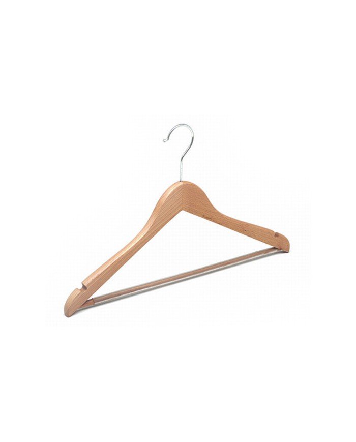 CURVED HANGER L44.5CM OPEN HOOK+NOTCHES+NON-SLIP BAR LOTUS WOOD NATURAL ...