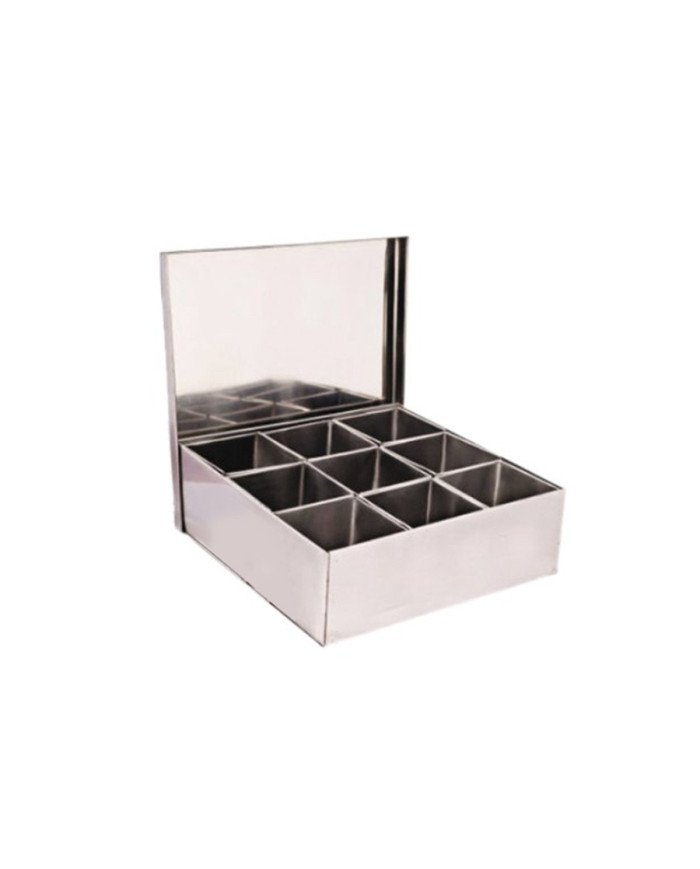 MASALA BOX 9-COMPARTMENTS 10X10CM L30.5 X W30.5 X H7.7CM SST