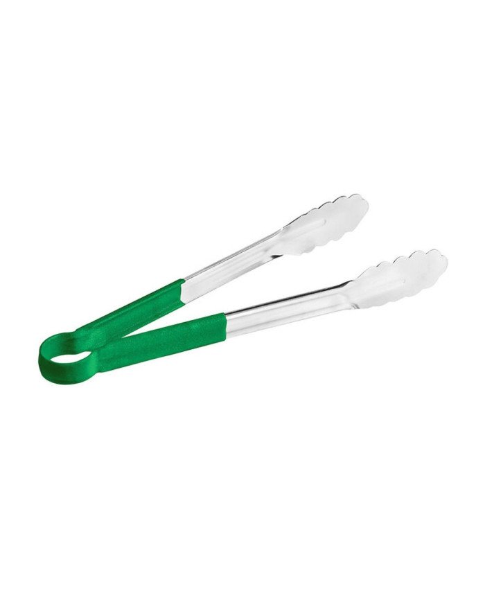 GREEN SCALLOPED GRIP TONG SST WITH VINYL-COATED HANDLE L41.5CM