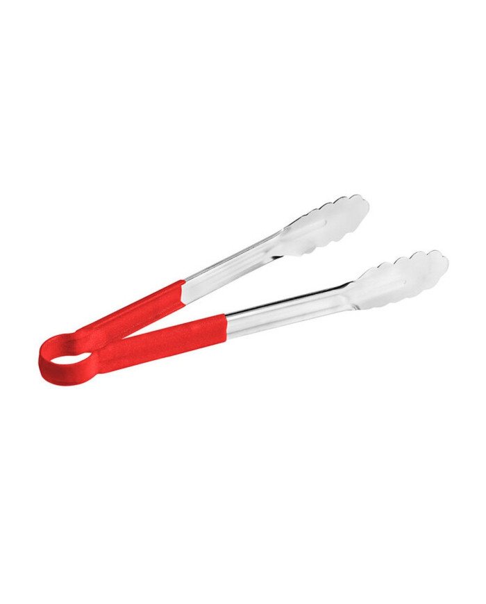 RED SCALLOPED GRIP TONG WITH VINYL-COATED HANDLE L43.5CM SST