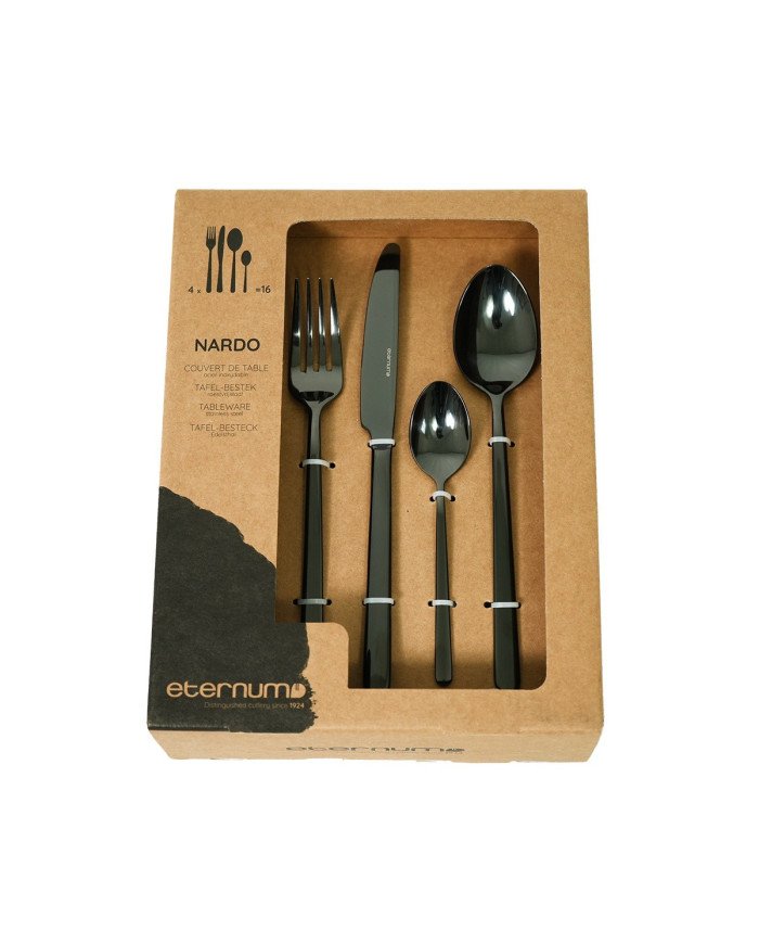 CUTLERY SET BOX OF 16 BLACK STAINLESS STEEL NARDO ETERNUM